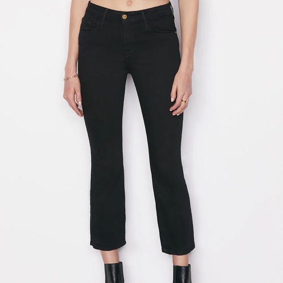 Frame Denim | Jeans | Frame Le Crop Flare Black Jean | Poshmark